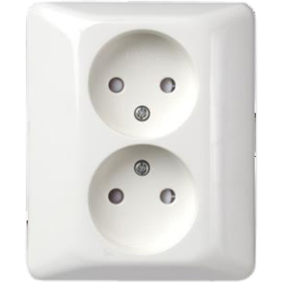 Stikkontakt Dobbel Innfelt Uten Jord RS1051 PT PH | Elektroimportøren AS