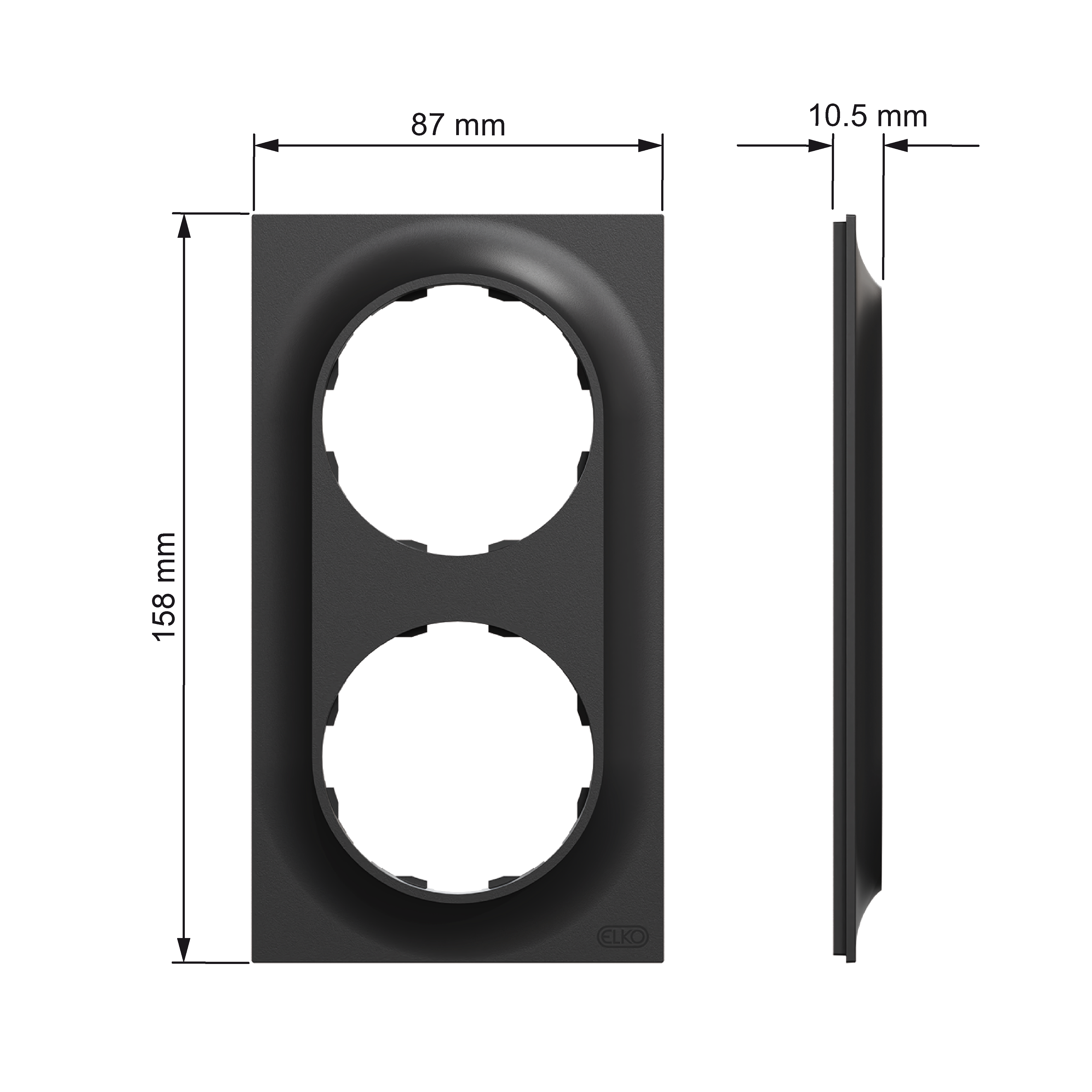 ELKO One Ramme 2-hull Sort | Elektroimportøren AS