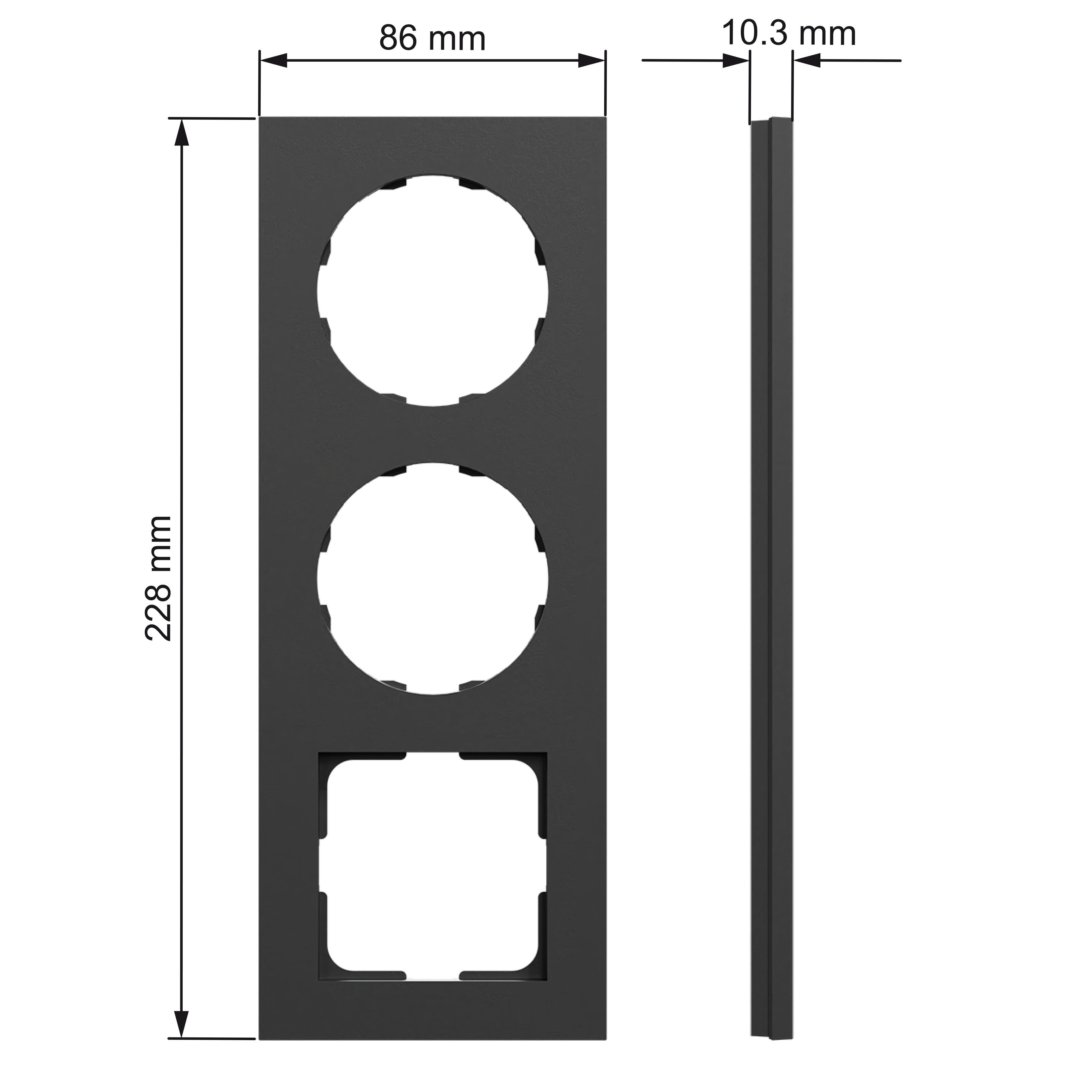 ELKO One Universal ramme 3-hull Sort | Elektroimportøren AS