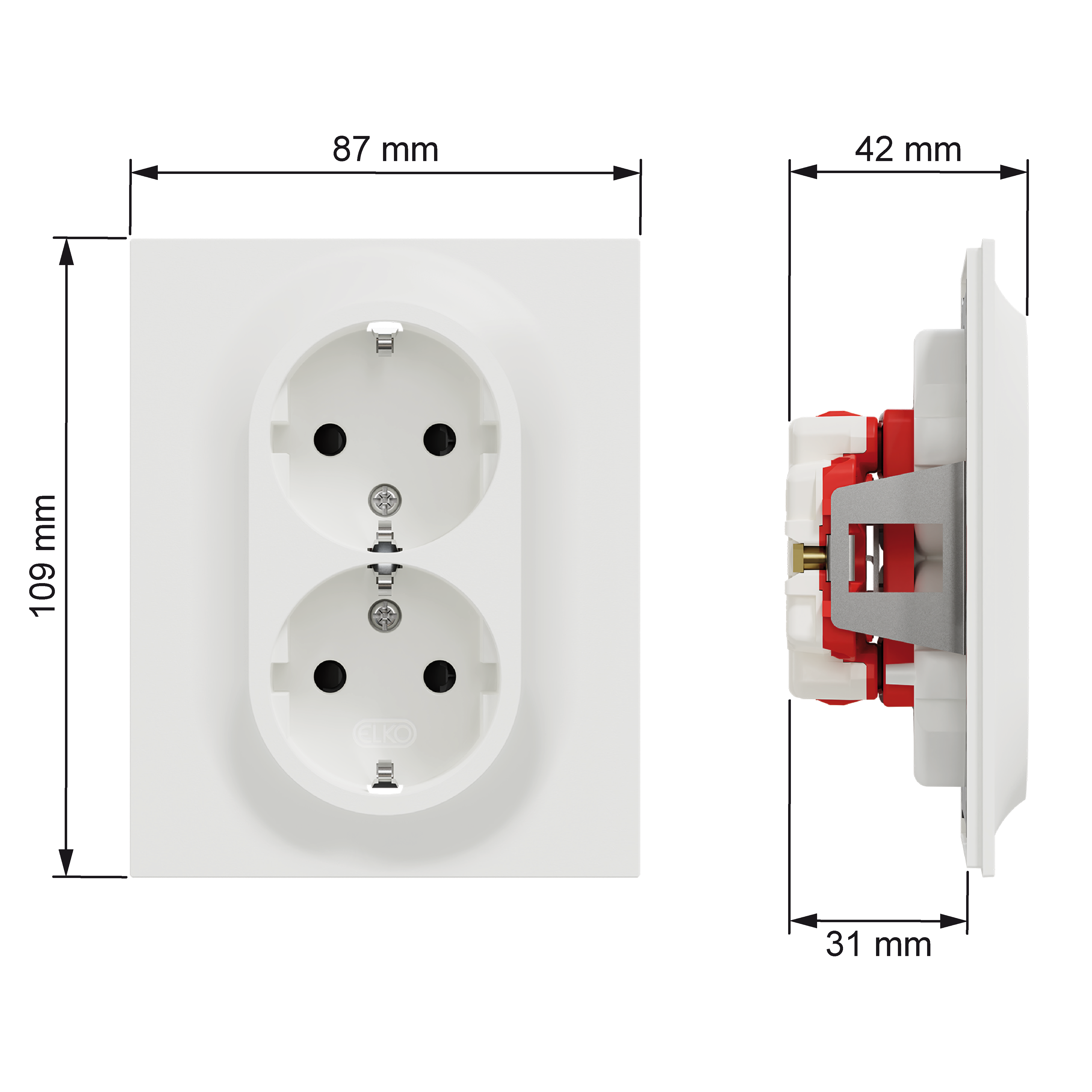 ELKO One Dobbelstikk lav m/j hurtigklemme Renhvit | Elektroimportøren AS