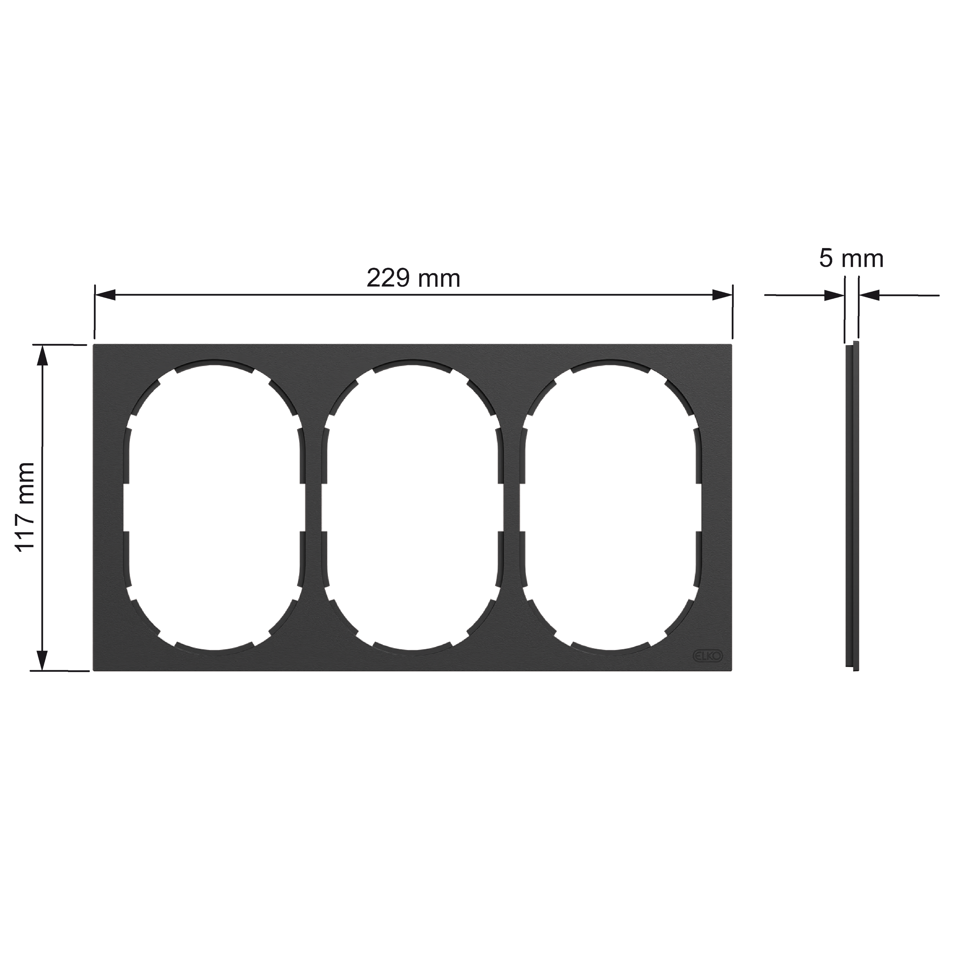 ELKO One Ramme 3-hull til stikkontakt Sort | Elektroimportøren AS